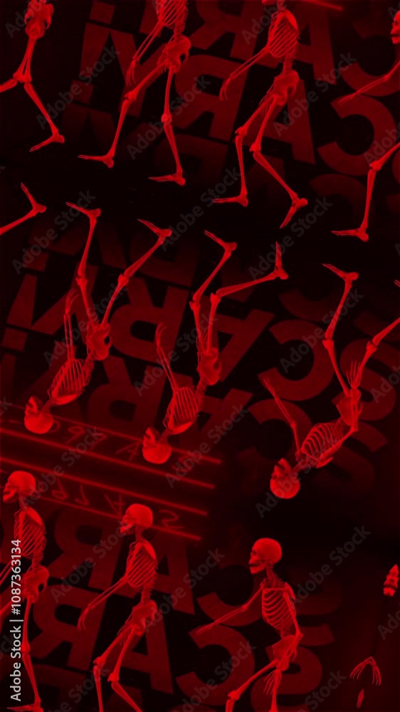 Animated Skeleton characters in a looping creeping walk sequence, with ...