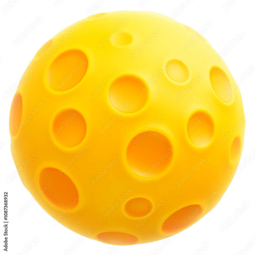 Cartoon yellow full moon with craters 3d icon isolated on transparent ...