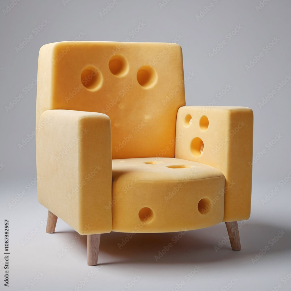 comfy cozy chair or sofa with yellow cheese shape in yellow color for ...