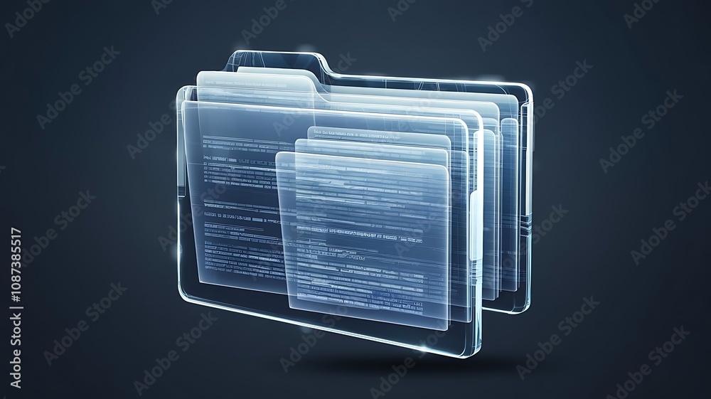 Digital Transparency: A 3D rendering of a glass folder icon with ...
