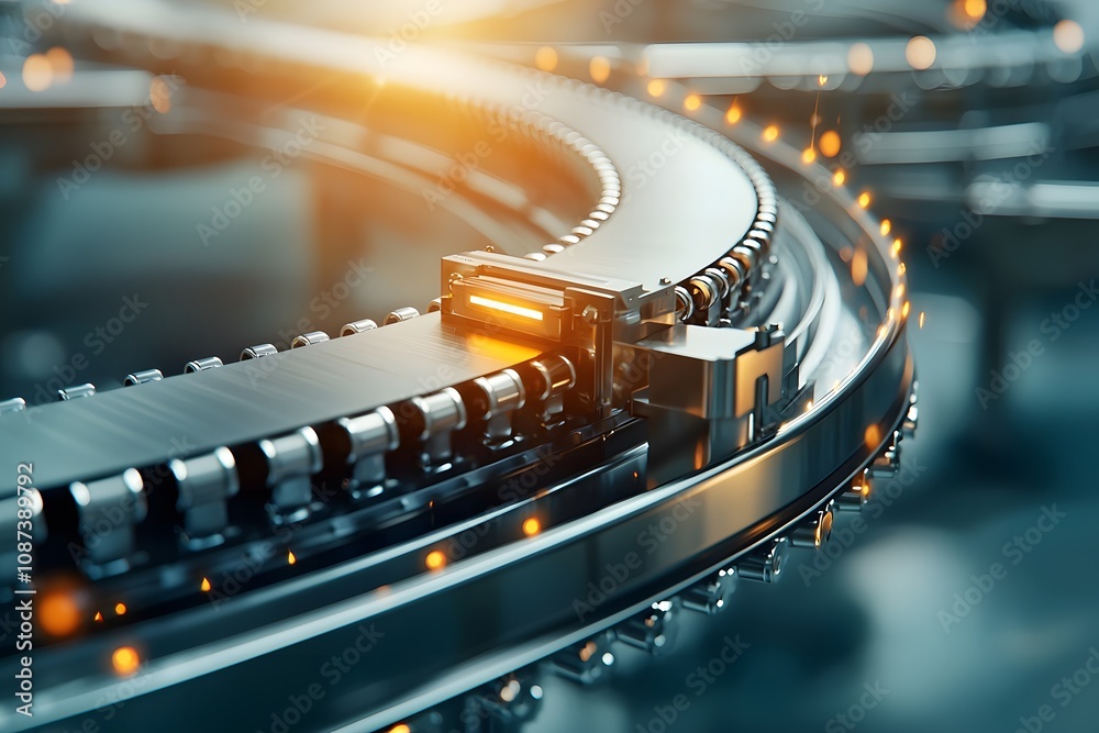 Detailed Overview of an Automated Conveyor Belt System Featuring Smooth ...