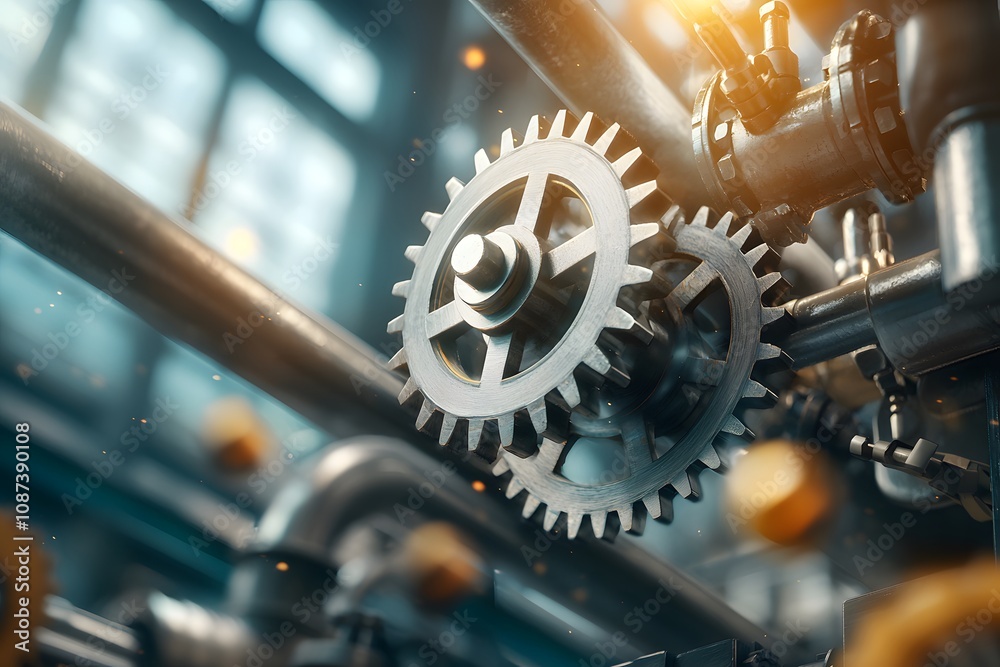 Heavy Duty Factory Machine with Rotating Iron Gears in an Industrial ...