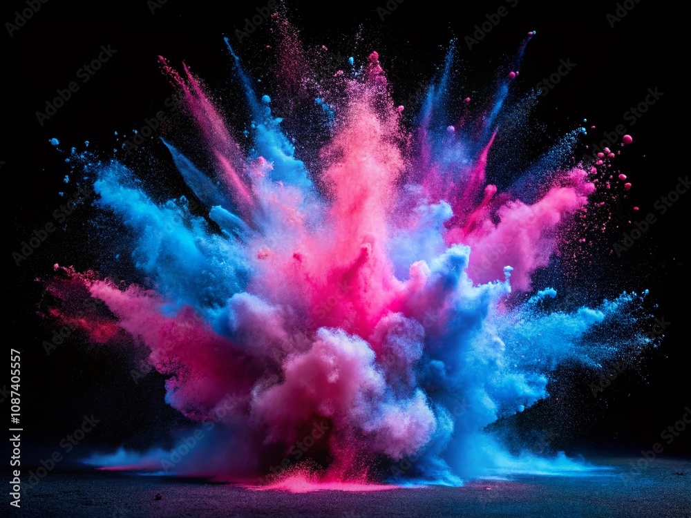 Stunning Freeze Motion Capture of Pink and Blue Powder Explosion ...