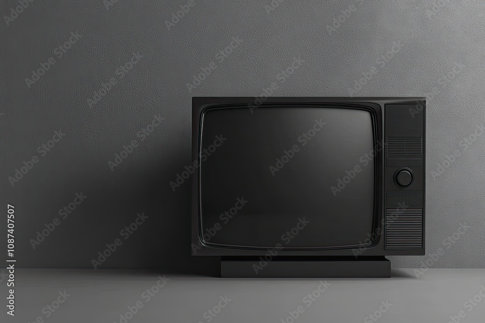 Realistic black television screen on a isolated baskgound. 3d blank TV ...