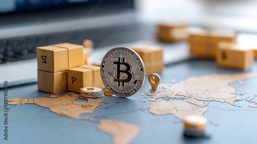 Detailed paper cut scene showcasing a global supply chain map with ...