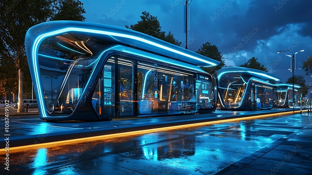 Futuristic electric bus terminal with efficient automated systems and ...