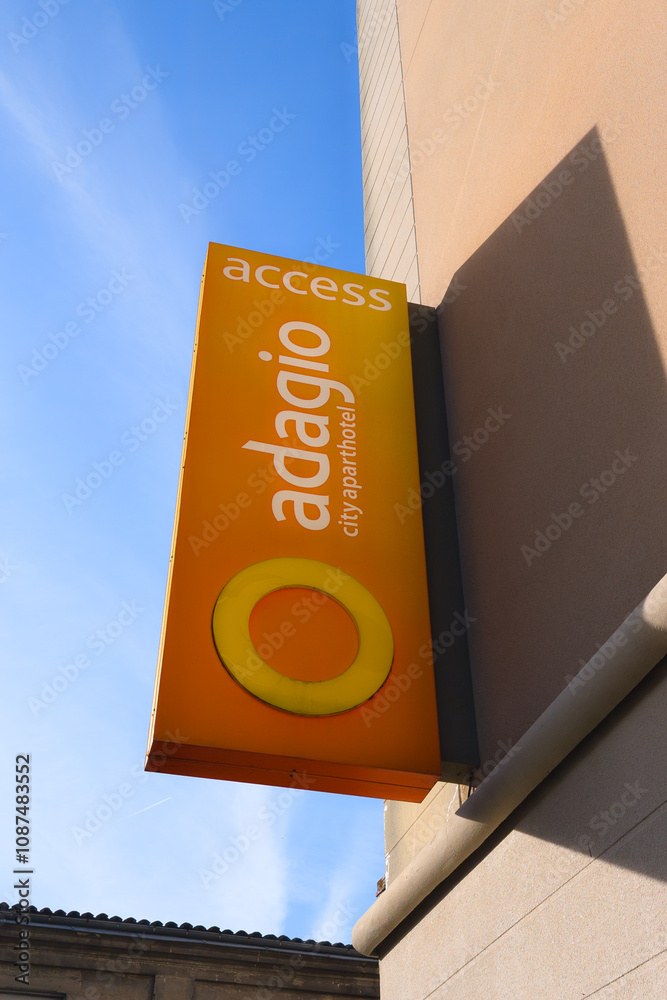Adagio access logo brand and sign text in wall facade city aparthotel ...