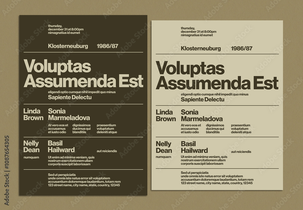 International Typographic Style Poster Layout Design Concept Stock ...