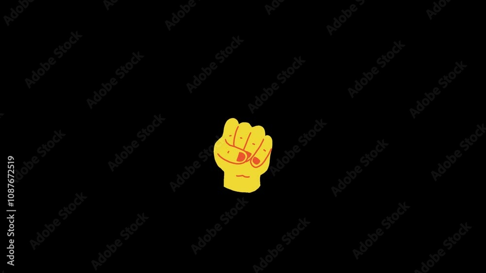 Cartoon graphic yellow human hand animation. Showing two fingers. Love ...