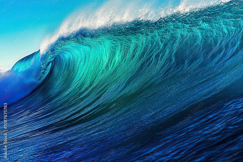 Beautiful wave of different shades of blue breaking in the ocean Stock ...