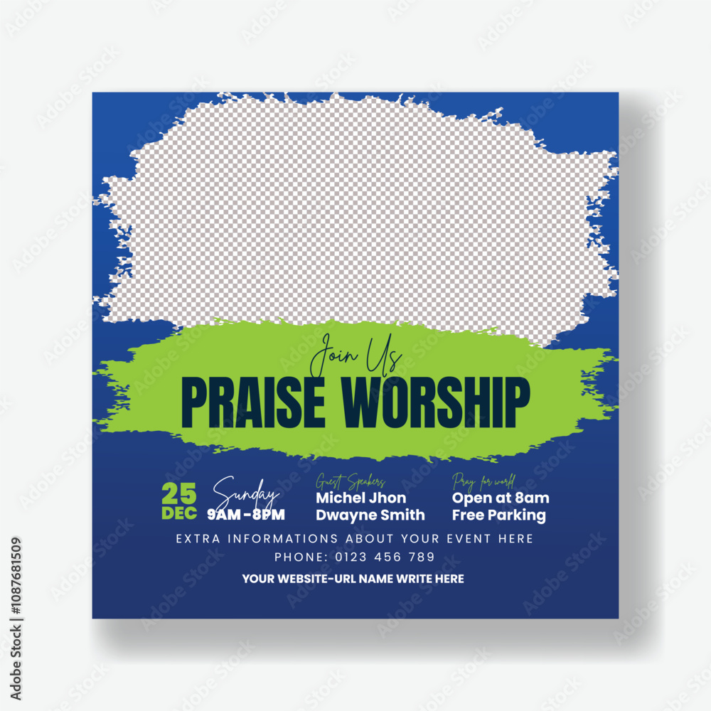 Church conference editable social media post, praise worship template ...