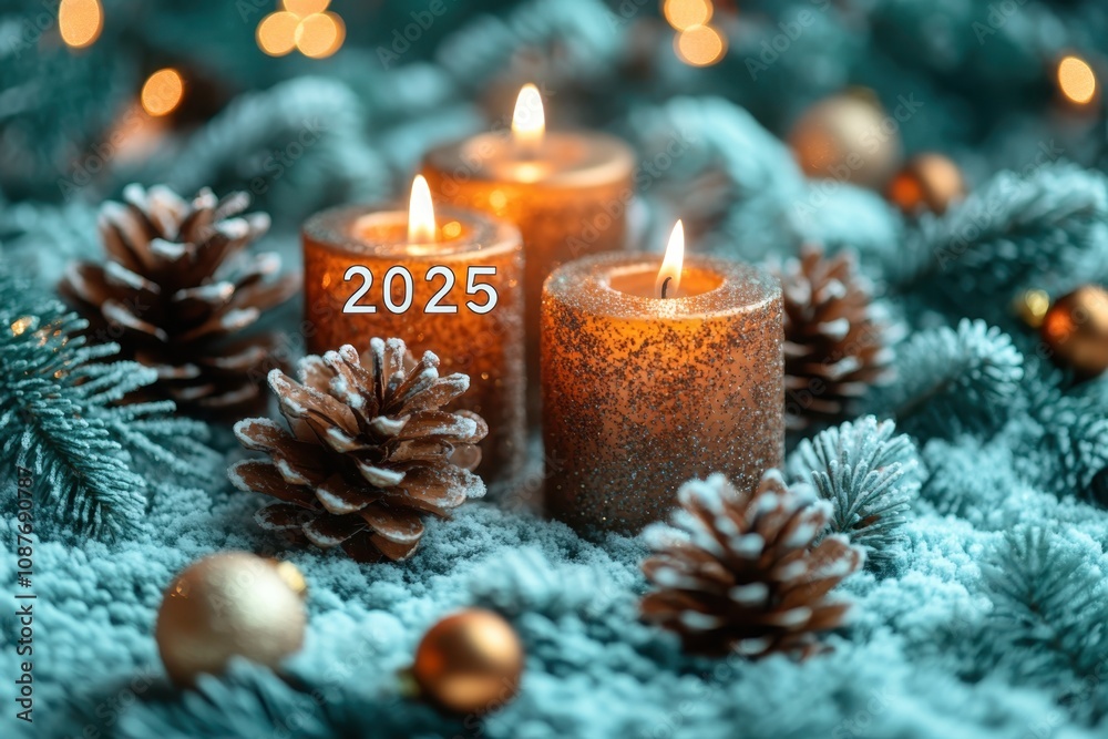 Computer screensaver displaying "2025" in festive font and colors Stock ...