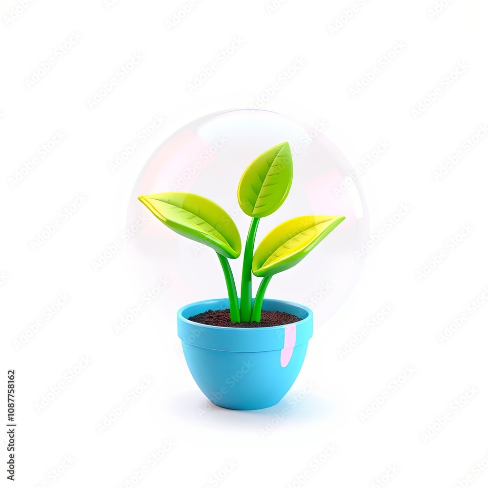 3D Cartoon Plant Propagation Icon Enchanting Holographic Style for ...