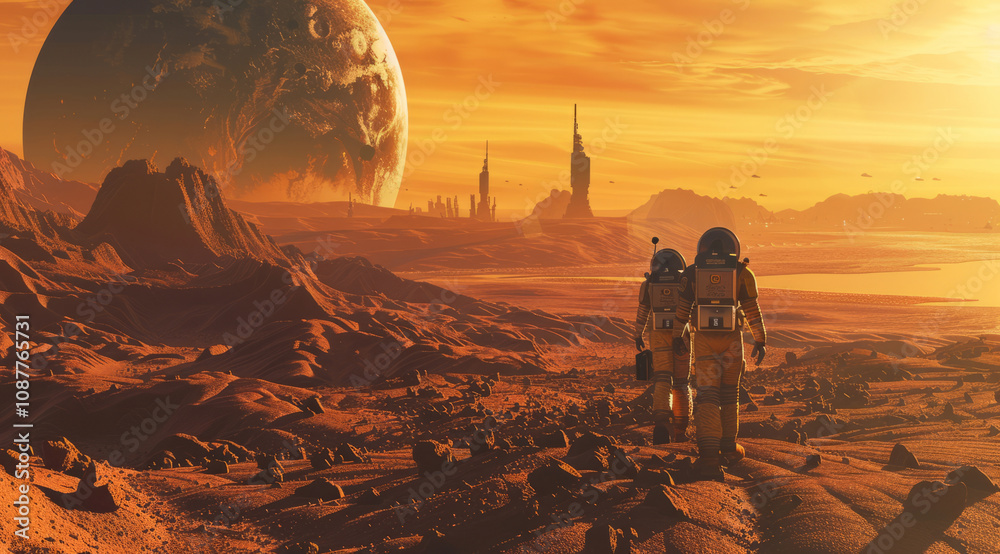 Human settlement on Mars. Concept of Mars colonization and ...