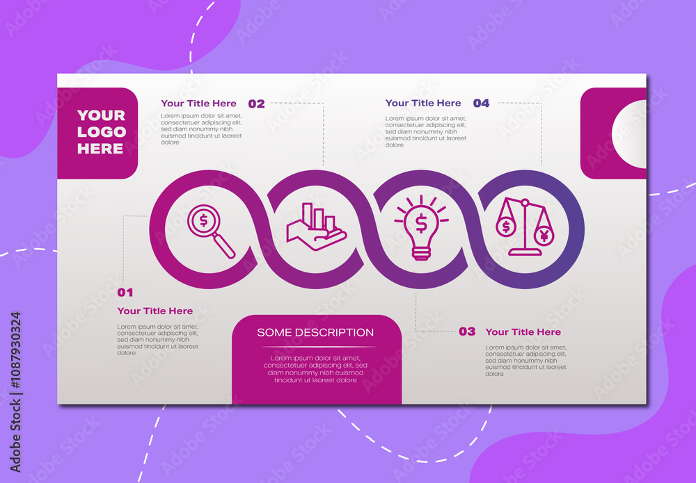 Purple and White Timeline Infographic Stock Template | Adobe Stock