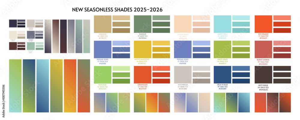 Fashion color trend Winter Spring 2025 2026. Color palette forecast of ...