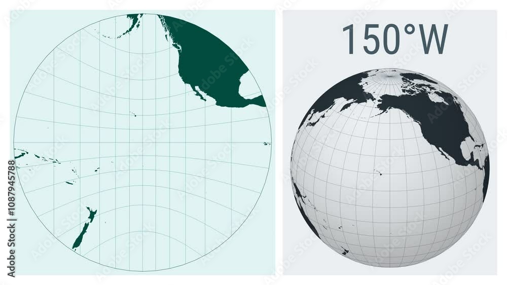 World Map Animation. Gnomonic projection. Solid color style. Animated ...