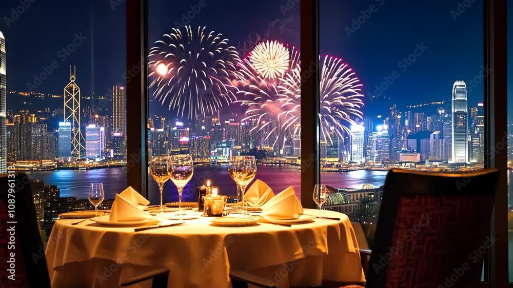 Spectacular fireworks light up the Hong Kong skyline during a festive ...