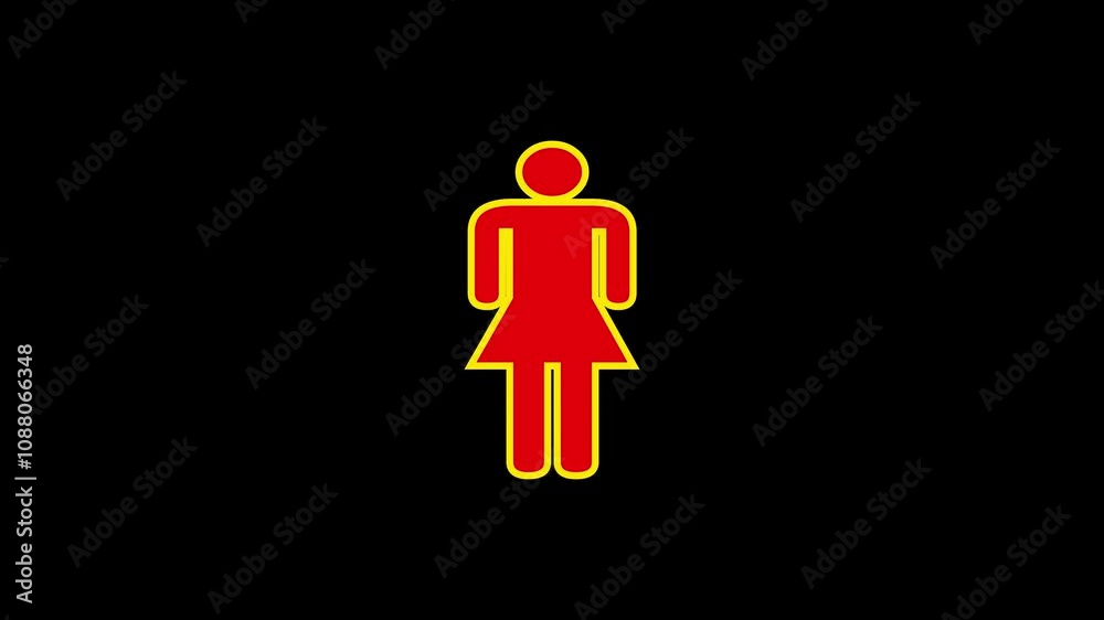 Female Gender Icon Female Icons. Colorful neon light glowing icon lady ...