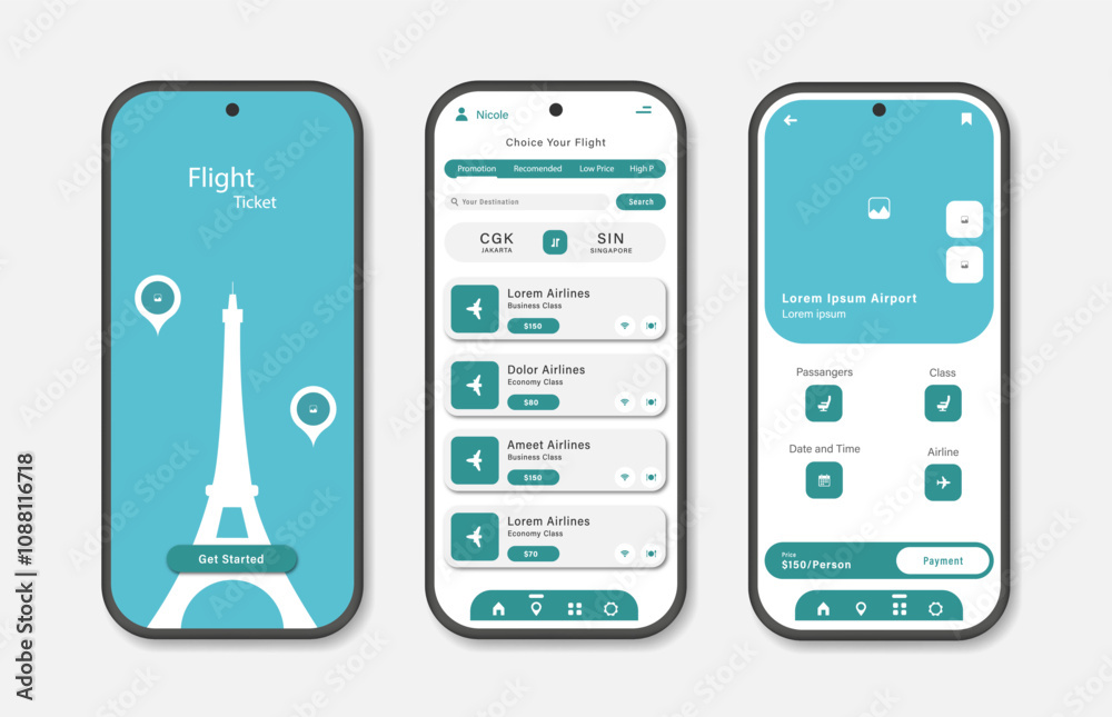 Online airline ticket booking design for mobile application. Airline ticket booking platform ...