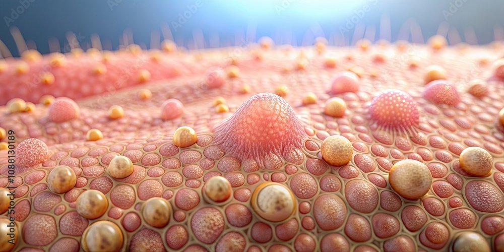Saggy skin layer and skin cells, rendering, saggy skin, skin cells ...