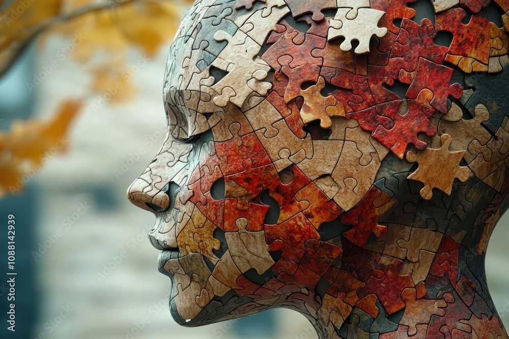 Exploring the interlocking puzzle design of a human head sculpture in a ...