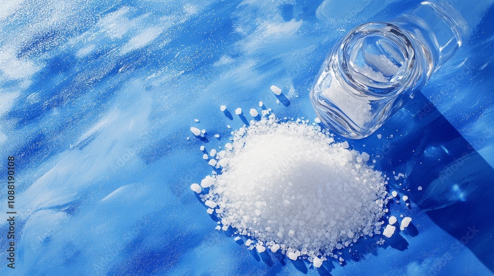 39.A simple, bold composition of a clear saltshaker, overturned with ...