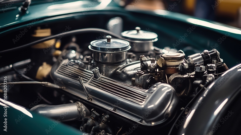 Rebuilding a classic car engine workshop scene automotive mechanics ...
