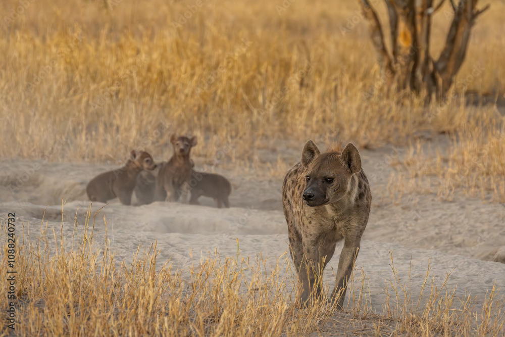 Hyena, detail portrait. Spotted hyena, Crocuta crocuta, angry animal ...