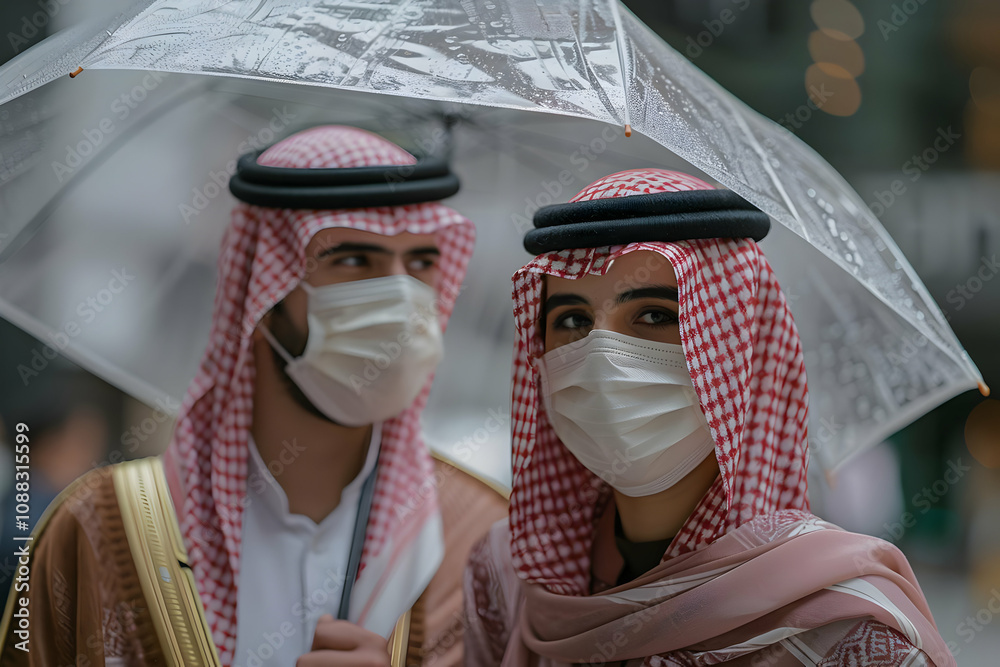 Photo & Art Print Two people in traditional Middle Eastern attire ...