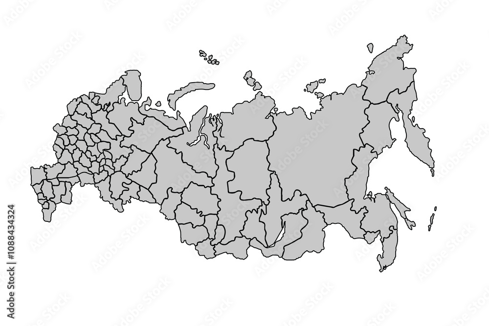 Map of Russia Grayscale,isolated on white background for website ...