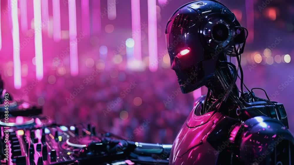 video of cyborg robot dj, music ai concept Відео Stock | Adobe Stock