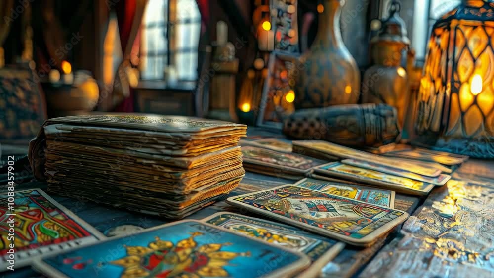 video of Enchanting candles and Tarot cards used for rituals and ...