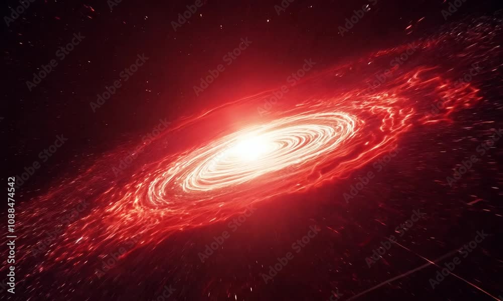 Crimson Galaxy: A breathtaking cosmic swirl of fiery red nebulae and ...