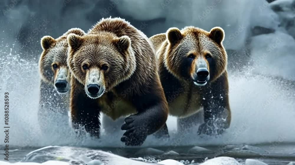 Wild animals in extreme weather, capturing resilience in snowy or ...