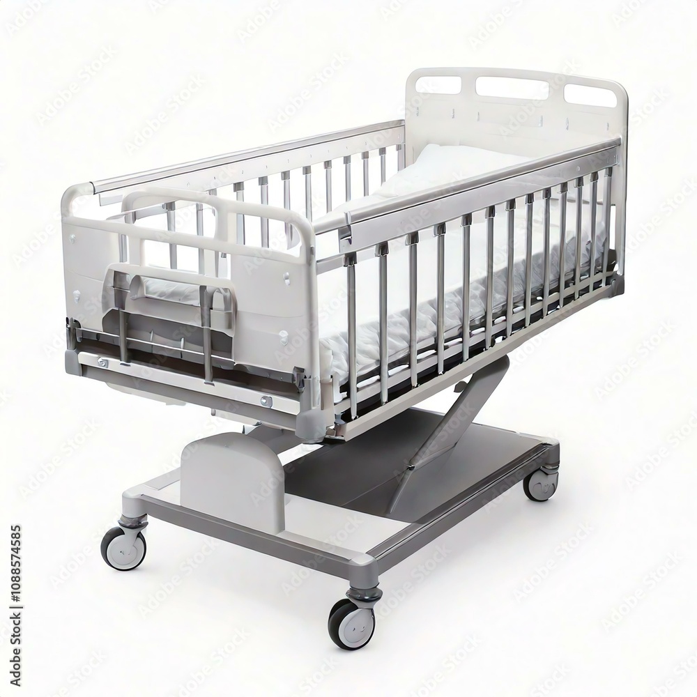 Modern hospital crib designed for newborns with adjustable features and ...