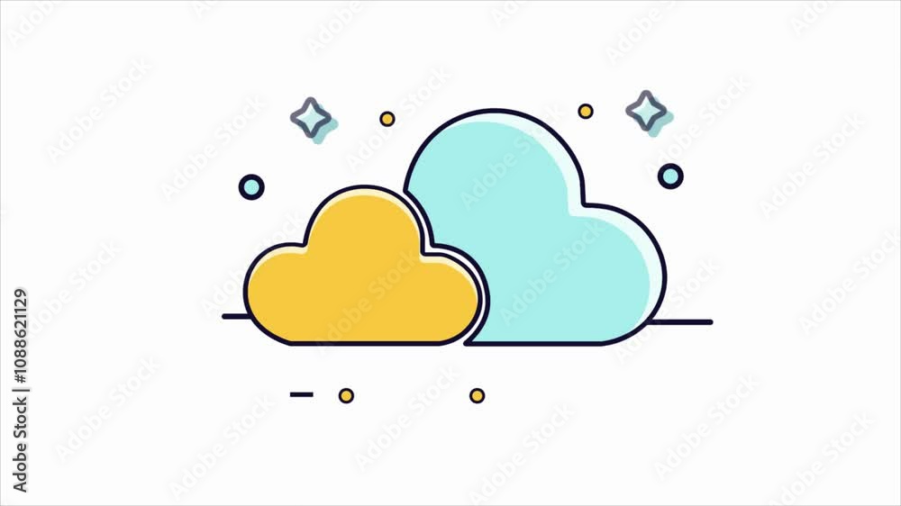 Hand Drawn Cloud And Stars Animation. Doodle Art Stars And Cloud ...