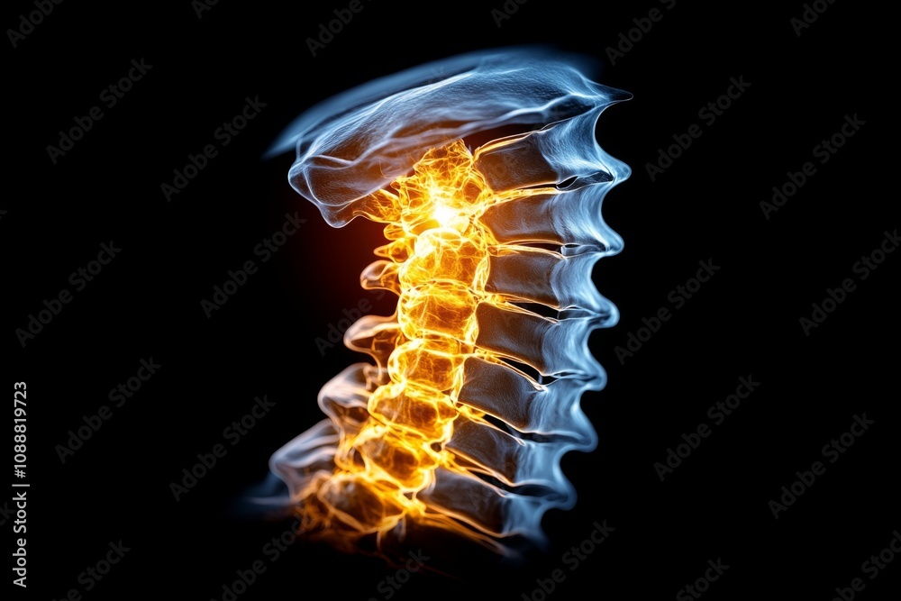 Spine X-ray with a vertebral compression fracture, high contrast to ...