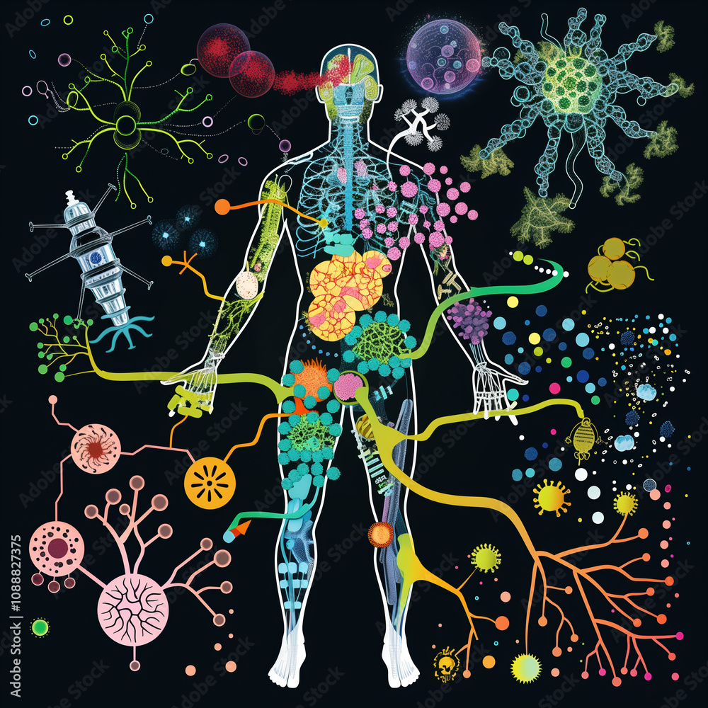 2D illustration of Human Metabolic Pathways and Energy Production ...