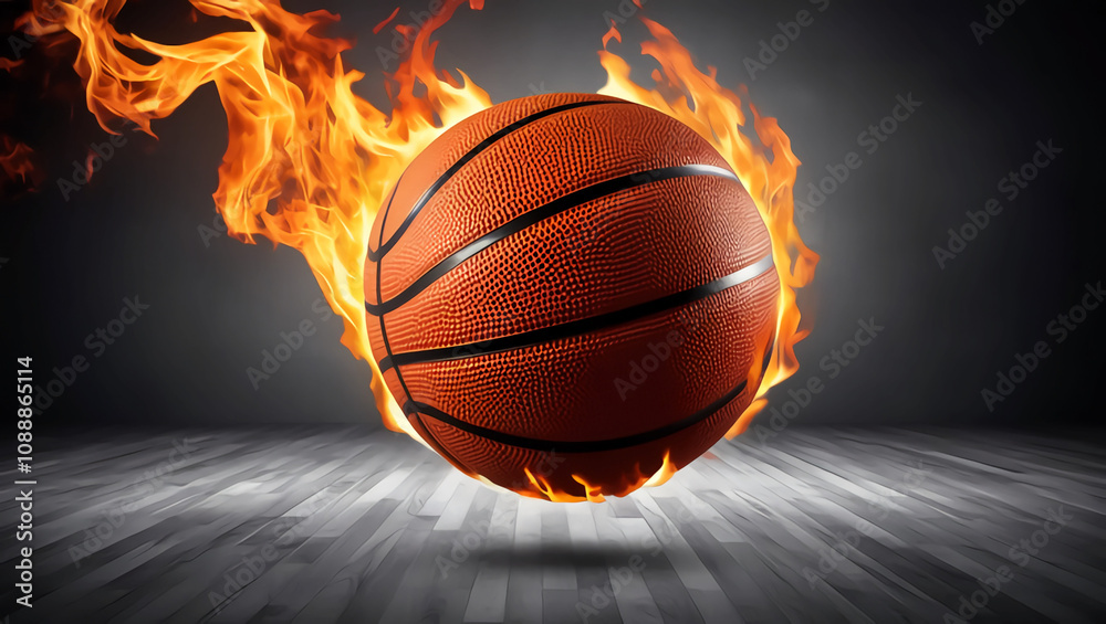 Basketball on Fire: An action-packed sports concept featuring a flaming ...