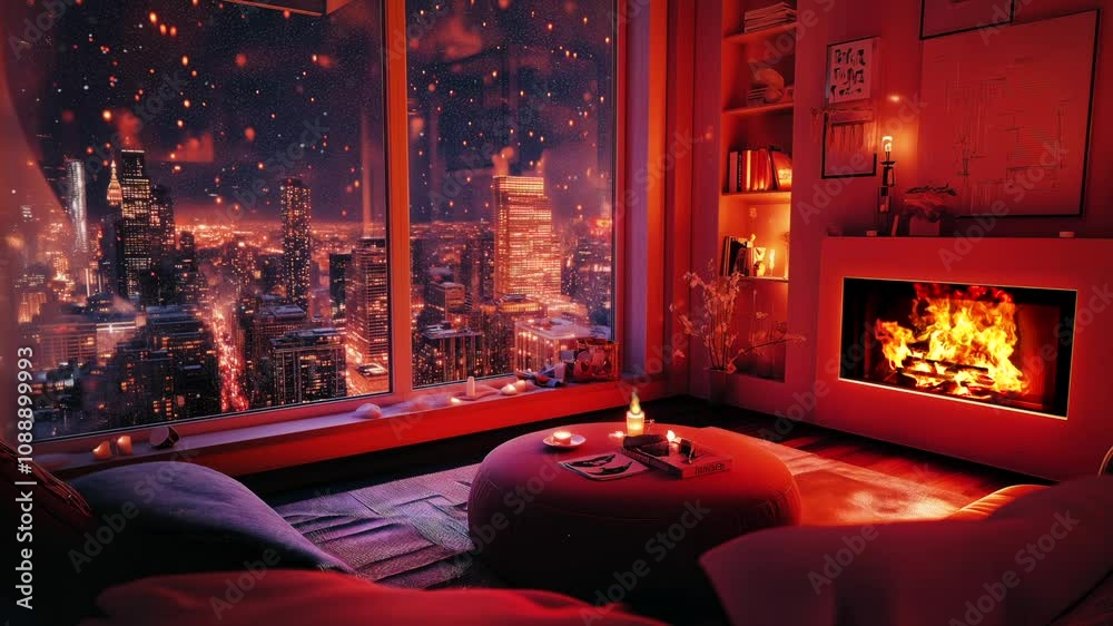 Animated virtual backgrounds, cozy lofi living room with fireplace with ...