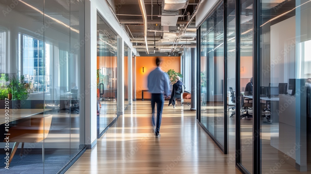 Group of Business people walking in the office corridor in night,People ...
