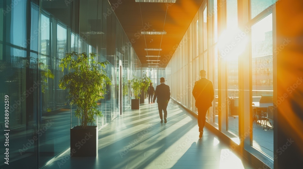 Group of Business people walking in the office corridor in night,People ...