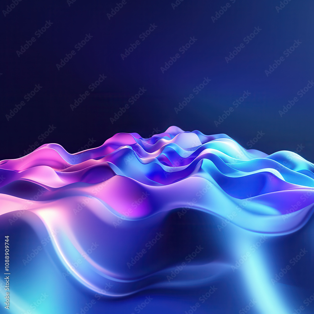 A dynamic 3D background with flowing abstract shapes, vibrant gradients ...
