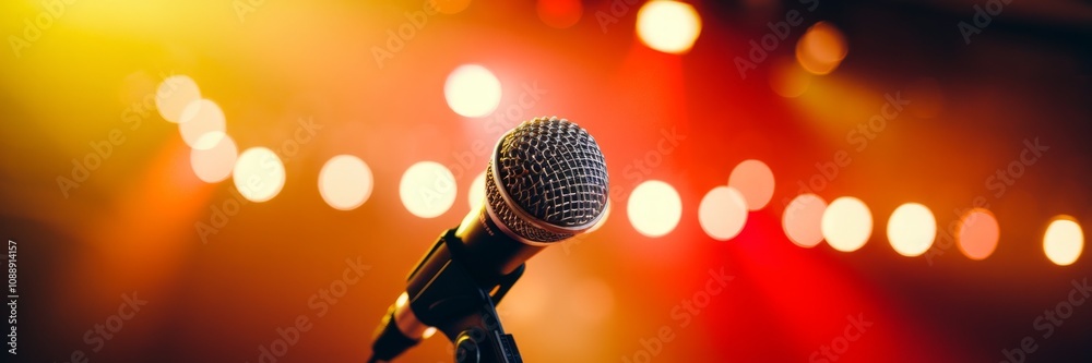 Dynamic Microphone with Vibrant Bokeh Lights in Concert Setting ...