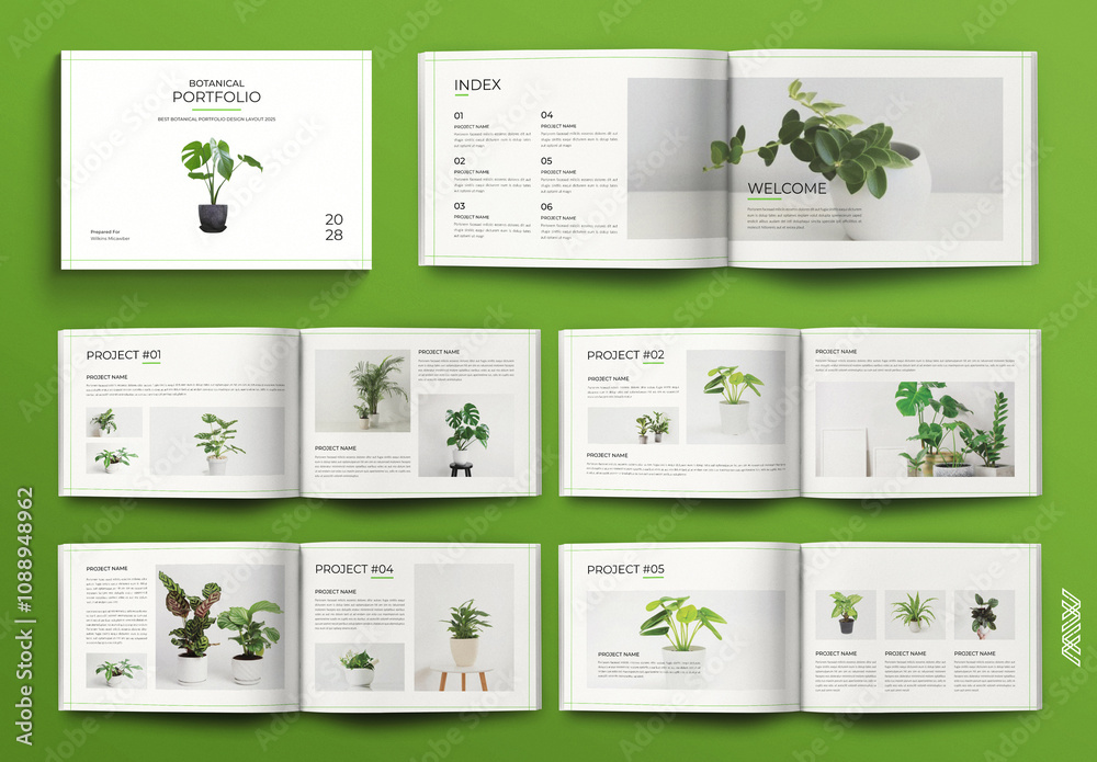 Botanical Portfolio Landscape Layout Template Stock Template | Adobe Stock