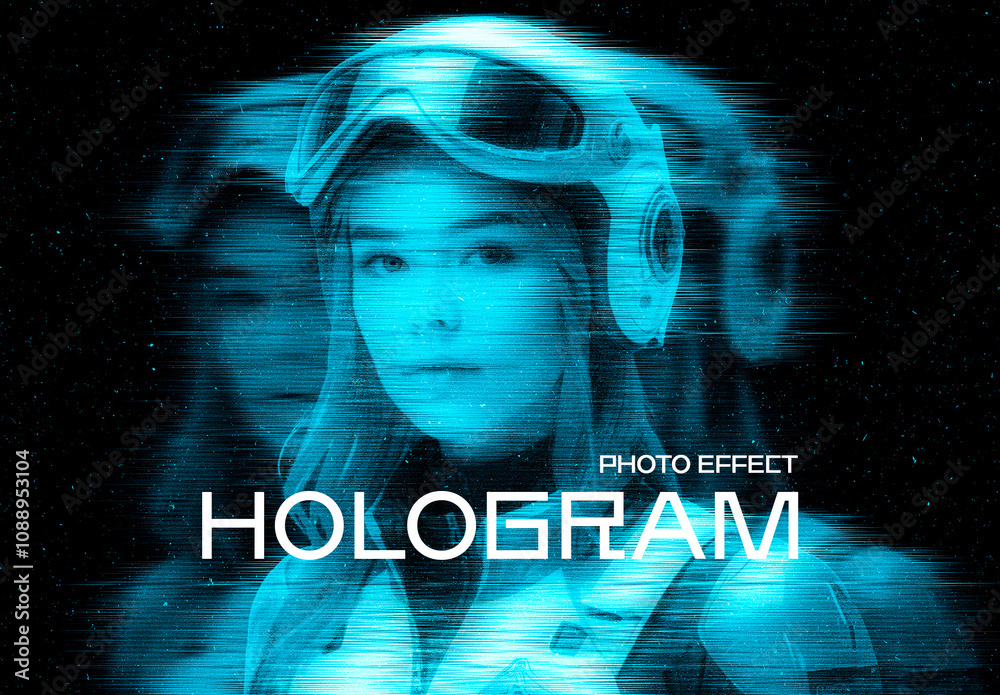 Triple Hologram Photo Effect Mockup Stock Template | Adobe Stock