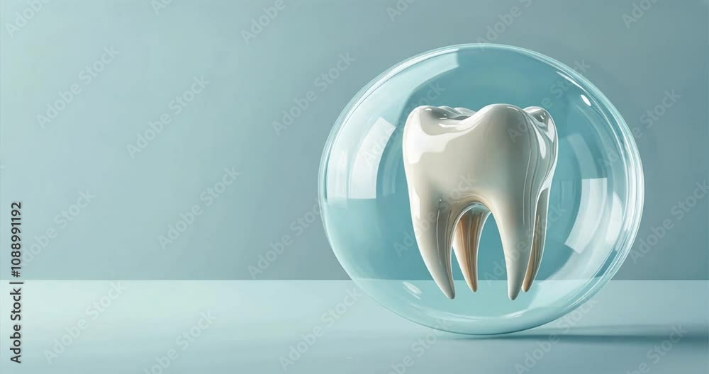 Tooth isolated within a bubble on a light blue background, Concept of ...