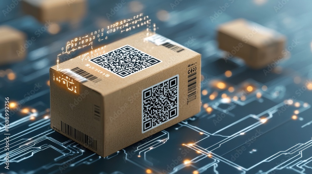 Scanning a qr code on a product label retail environment close-up view ...