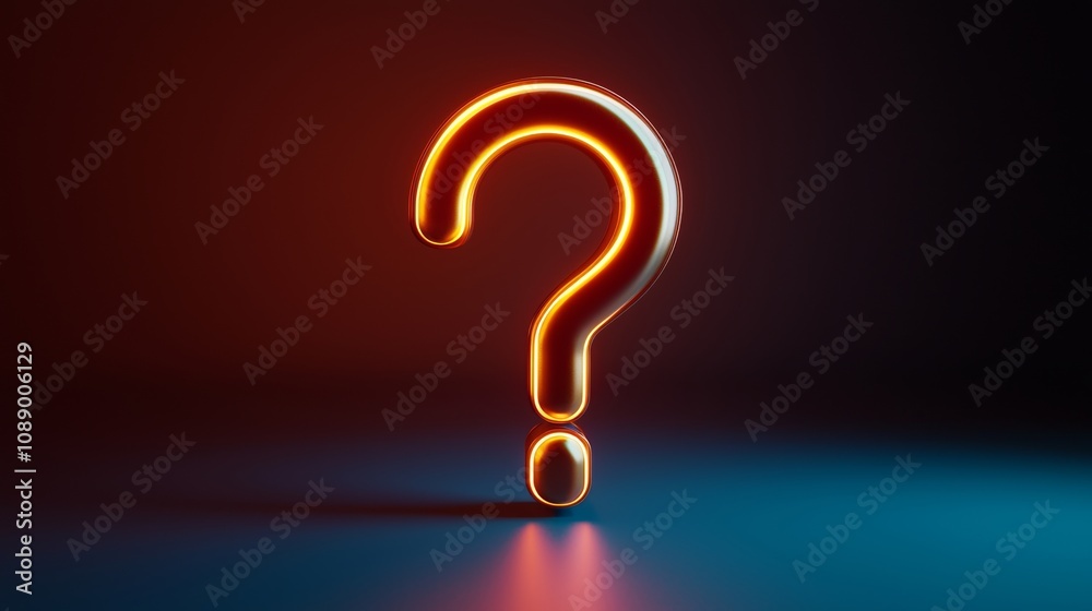 Large orange 3D question mark with soft shadow on split blue-orange ...